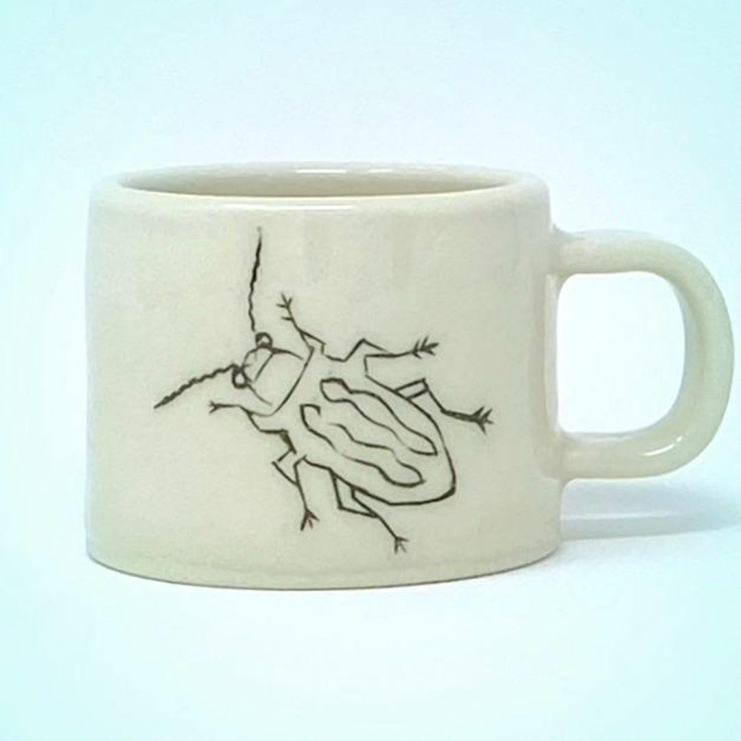 Mini Handmade Ceramic Beetle Mug, Beetle Art, Tiny Mug, Insect Art ...
