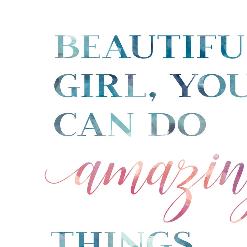 Beautiful Girl You Can Do Amazing Things Digital Print - Etsy