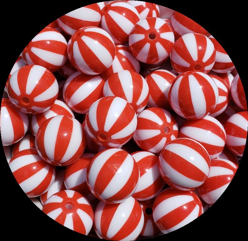 20mm Red Beach Ball Chunky Bubblegum Beads Set of 10 B53 | Etsy