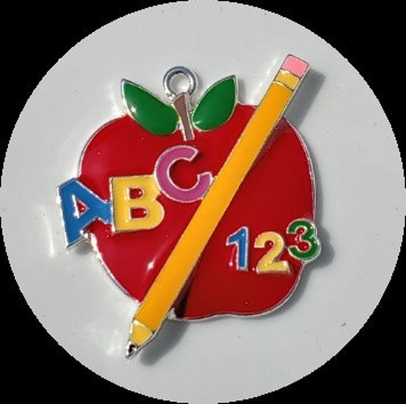 Back to School Pendant Bus Crayon Bookworm Apple Pencil - Etsy