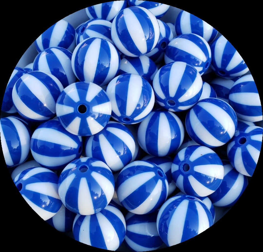 20mm Blue Beach Ball Chunky Bubblegum Beads Set of 10 B54 - Etsy