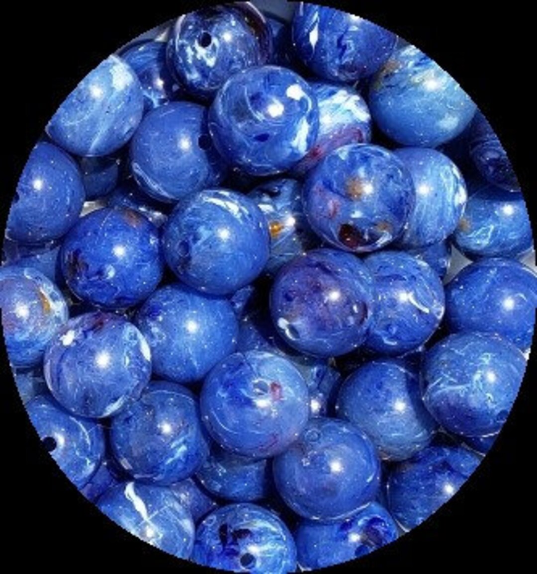 20mm Blue Marble Chunky Bubblegum Beads Set of 10 D15 - Etsy