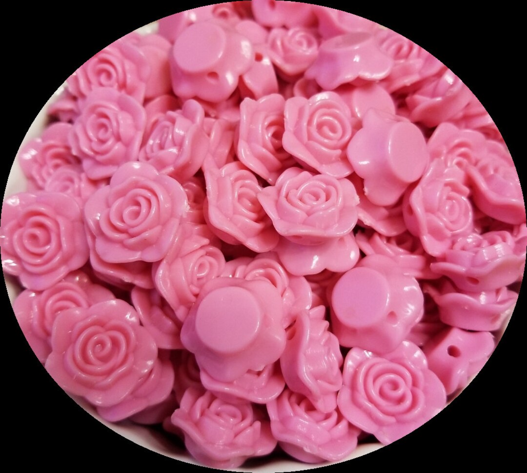 20mm Chunky Acrylic Pink Rose Flower Beads for Chunky Necklace Set of ...