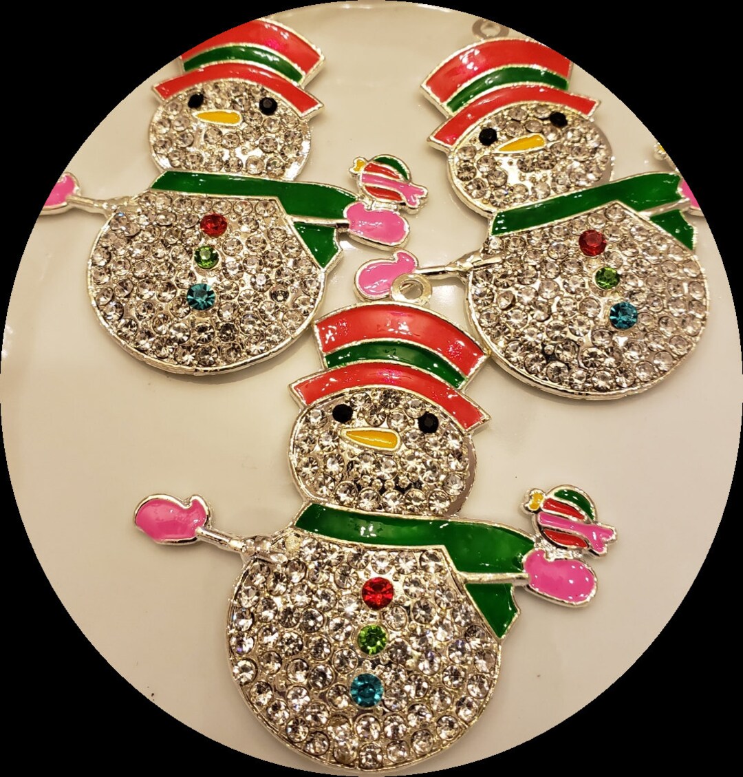 Rhinestone Snowman Pendant, 50mm Zinc Alloy - Etsy