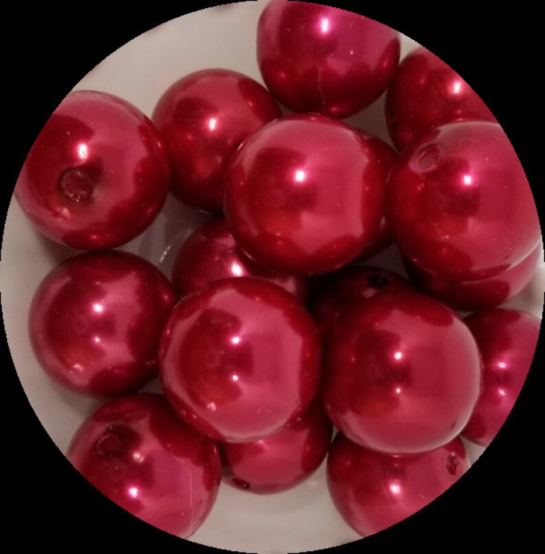 20mm Red Pearl Chunky Beads Bubble Gum Pearls Set of 10 A18 Lighter ...