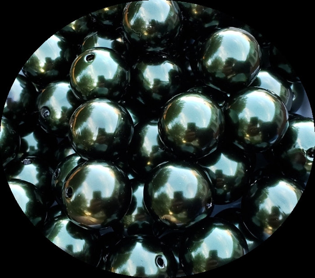 20mm Dark Green (lighter Than Picture) Pearl Chunky Beads Bubble Gum ...