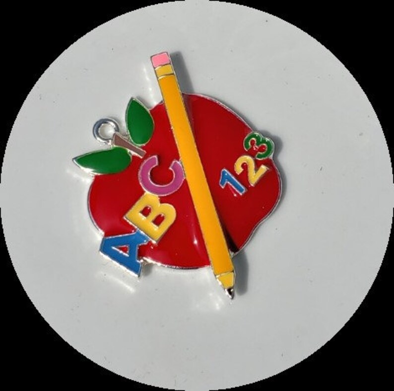 Back to School Pendant Bus Crayon Bookworm Apple Pencil - Etsy