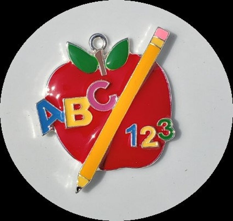 Back to School Pendant Bus Crayon Bookworm Apple Pencil - Etsy