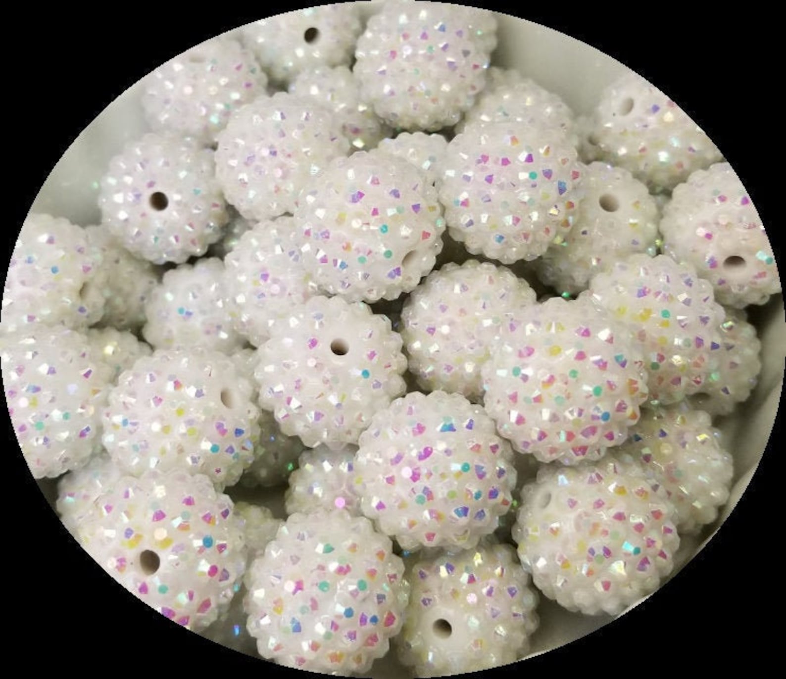 20mm Rhinestones Chunky Bubble Gum Beads Set of 10 Bubblegum | Etsy