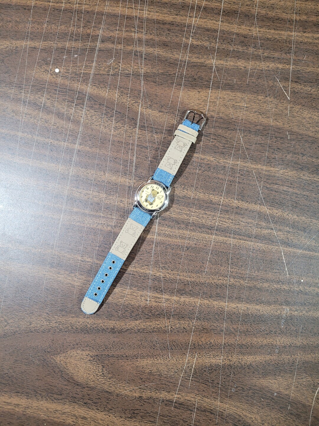 SWI Quartz Wrist Watch With Teddy Bear on Band and Face Leather Strap ...