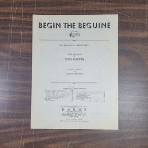 Begin the Beguine by Cole Porter Piano Sheet Music - Etsy