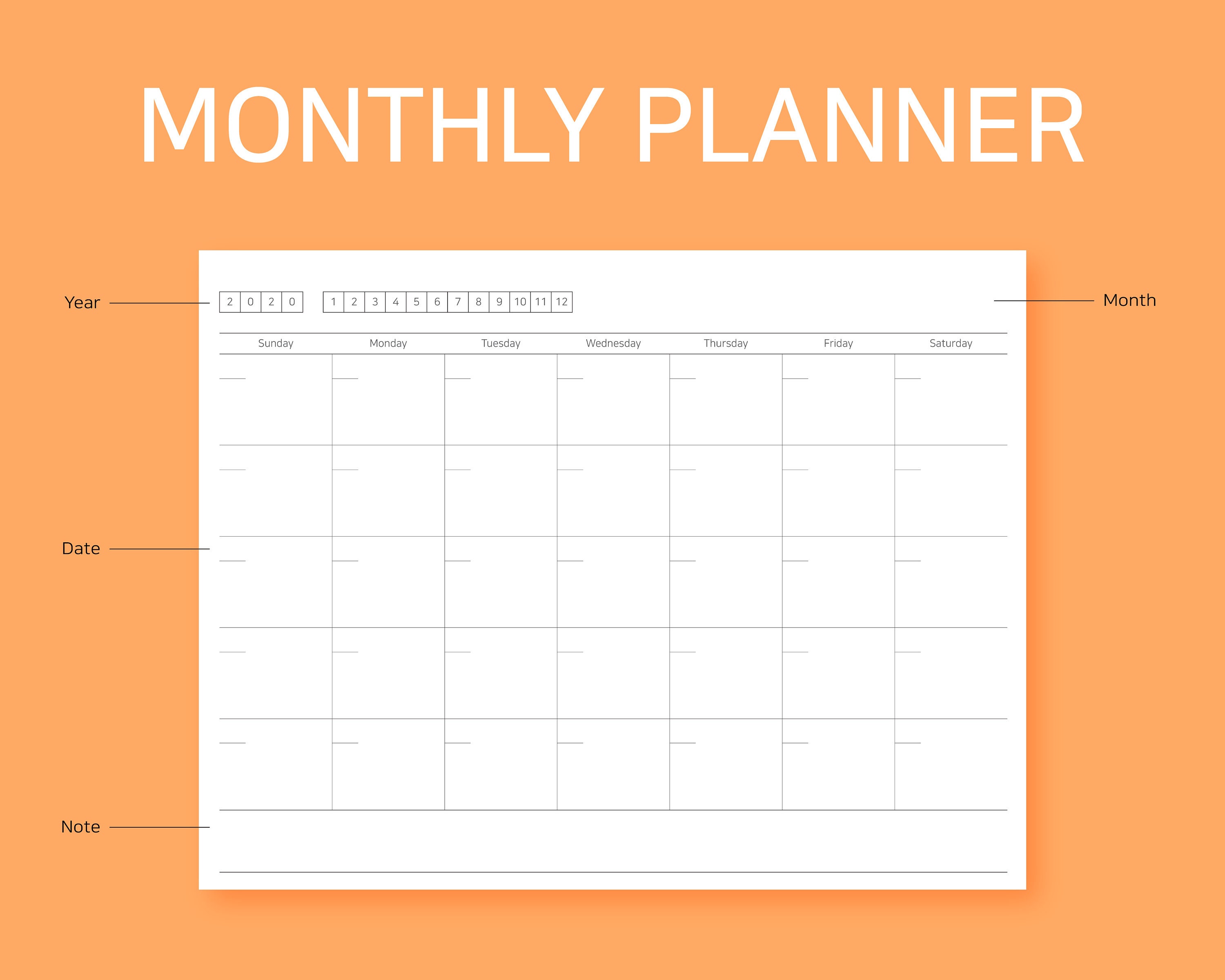 Monthly Planner | Monthly Planner Printable | Monthly Planner PDF ...