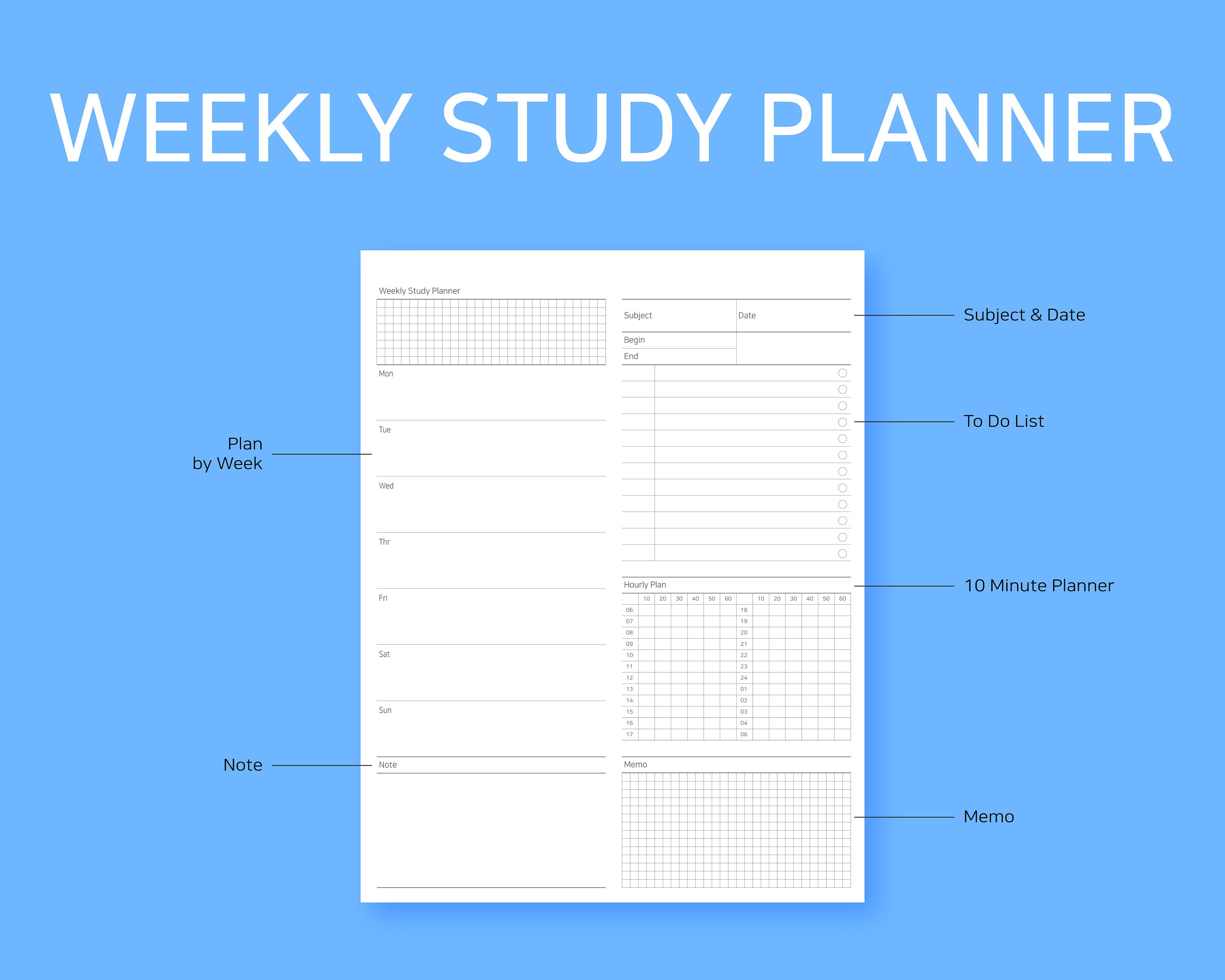 Weekly Student Planner Study Planner Study Planner Printable Study ...