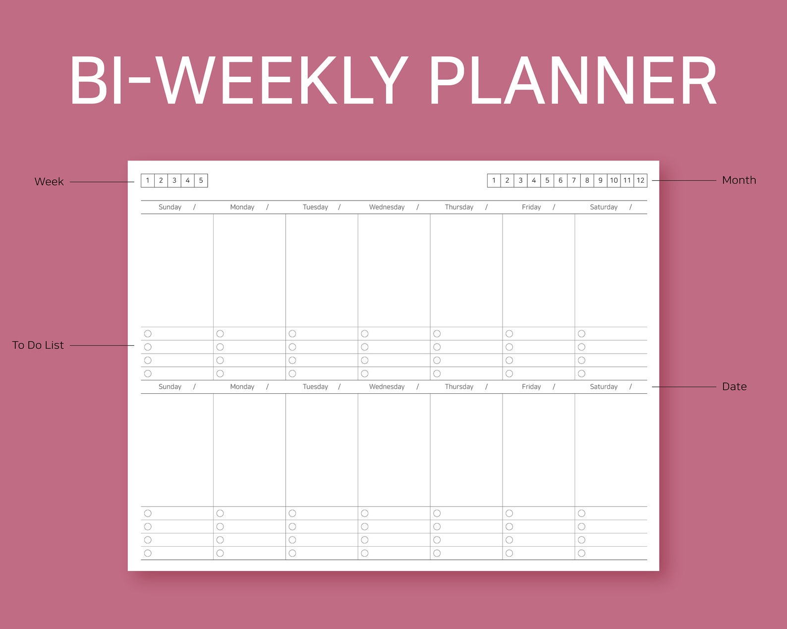 Bi weekly Planner Bi weekly Planner Printable Bi weekly Etsy