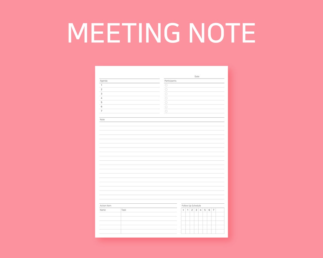 Meeting Notes | Meeting Worksheet | Meeting Printable | Meeting ...