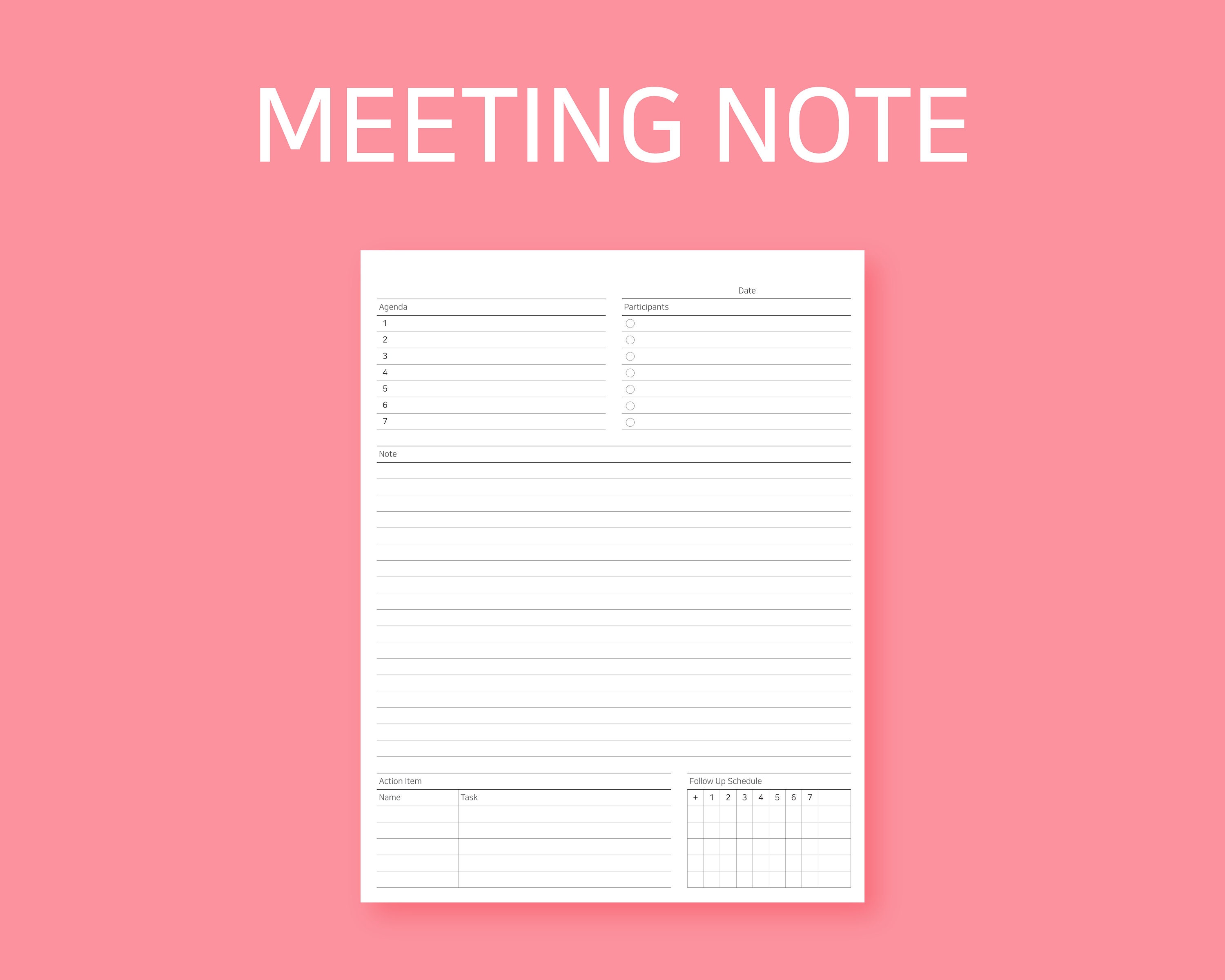 Meeting Notes Meeting Worksheet Meeting Printable - Etsy