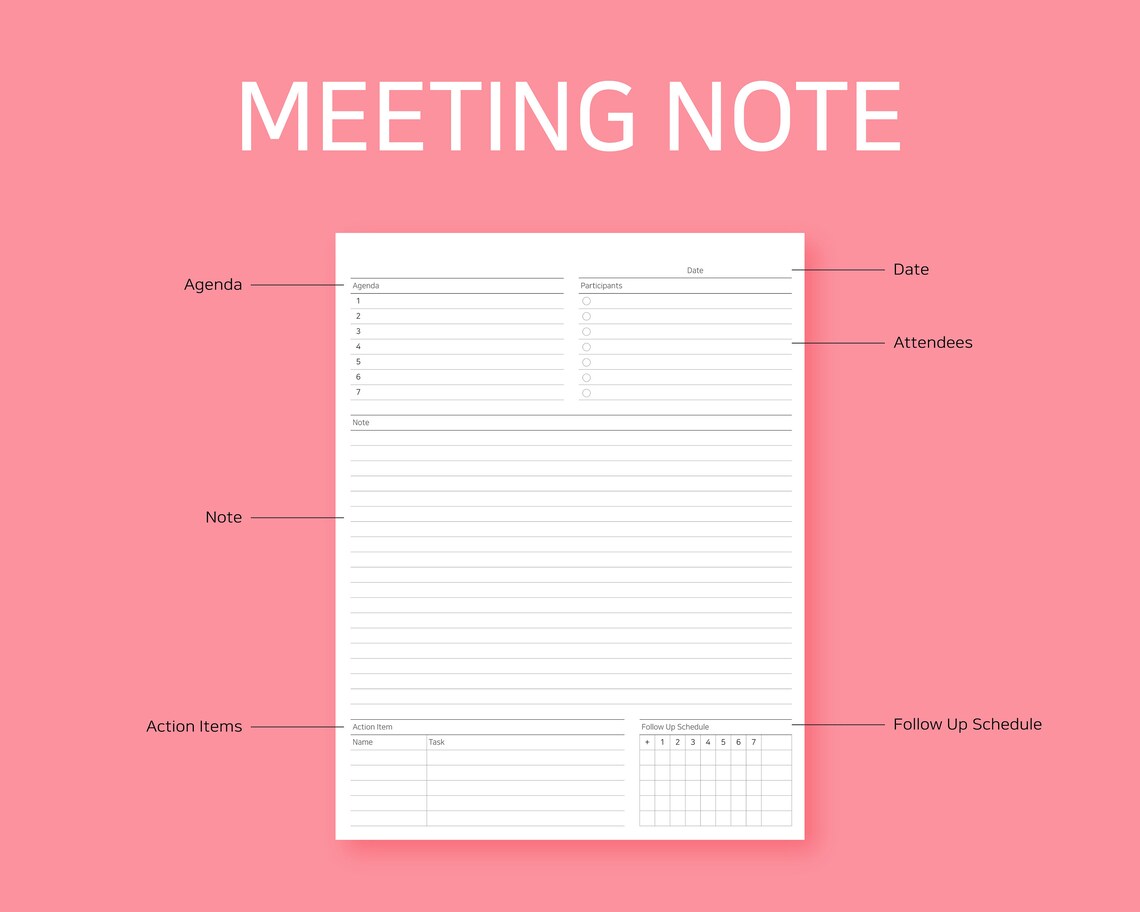 Meeting Notes | Meeting Worksheet | Meeting Printable | Meeting ...