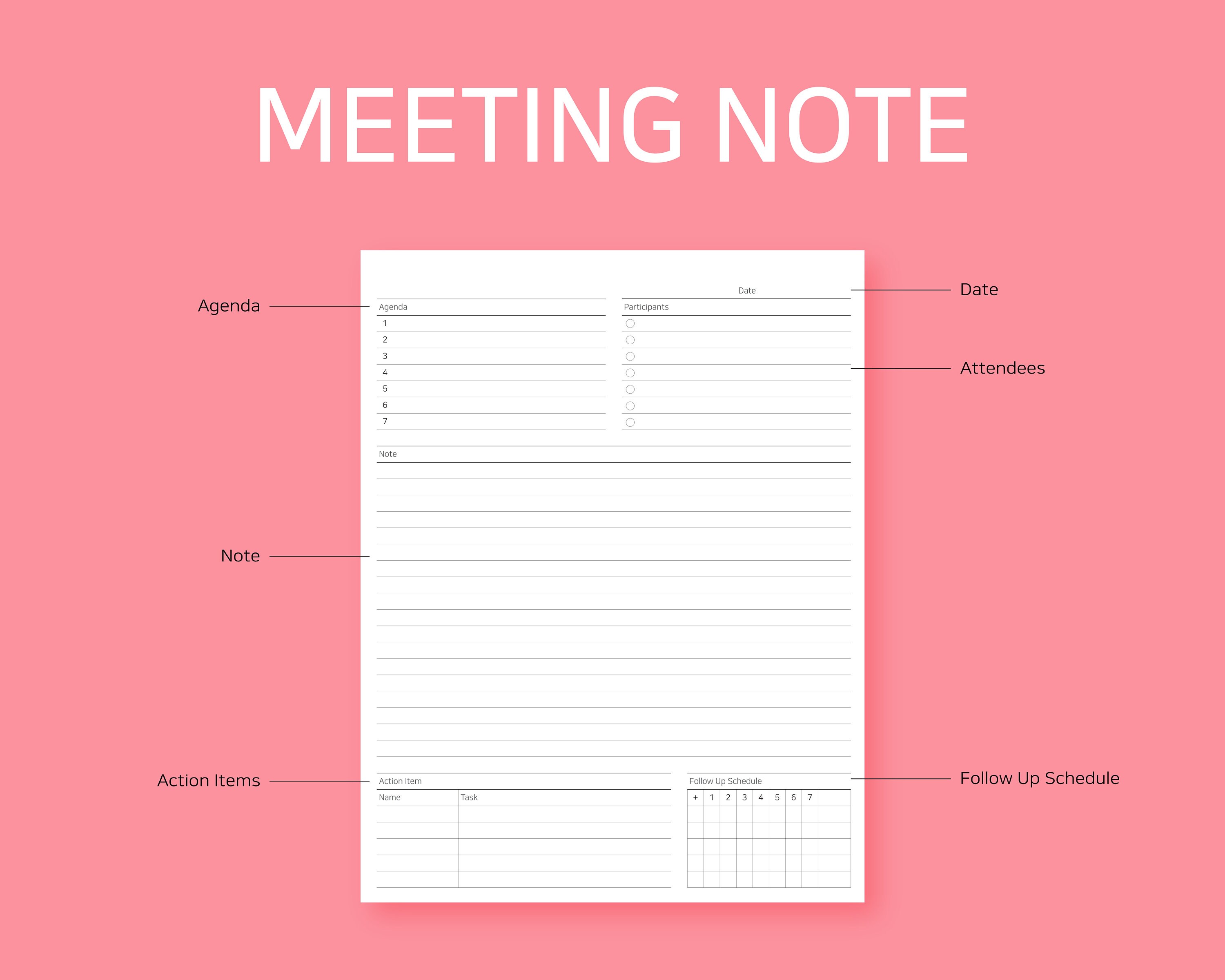 Meeting Notes Meeting Worksheet Meeting Printable - Etsy