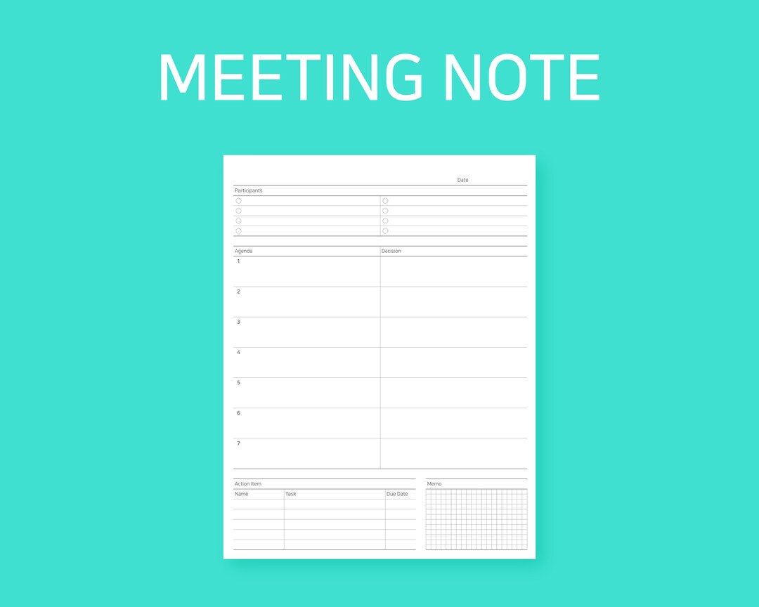 Notes de réunion | Feuille de travail de réunion | Réunion imprimable ...