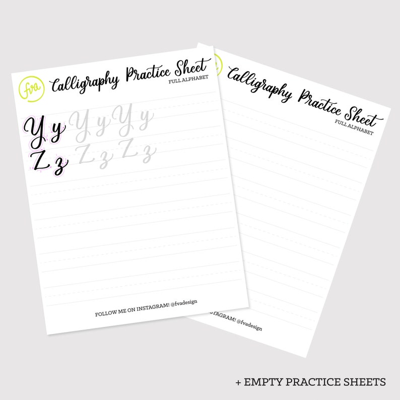 Calligraphy Practice Sheets | Full Alphabet | Lettering | Digital ...
