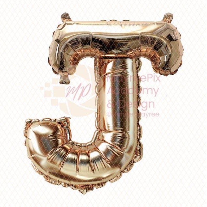 Gold Balloon Letters & Numbers PNG Overlay Set - Transparent Background ...