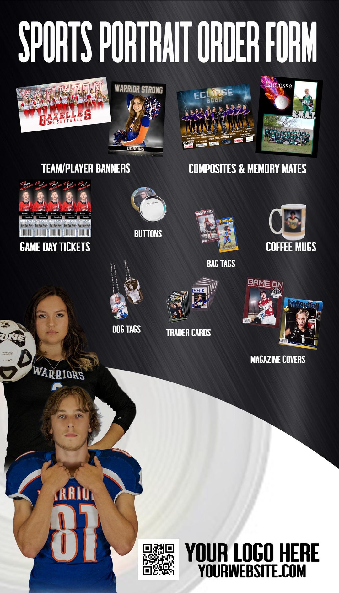 Sports Portrait Photography Guide Template, Order Forms, Photo Samples ...