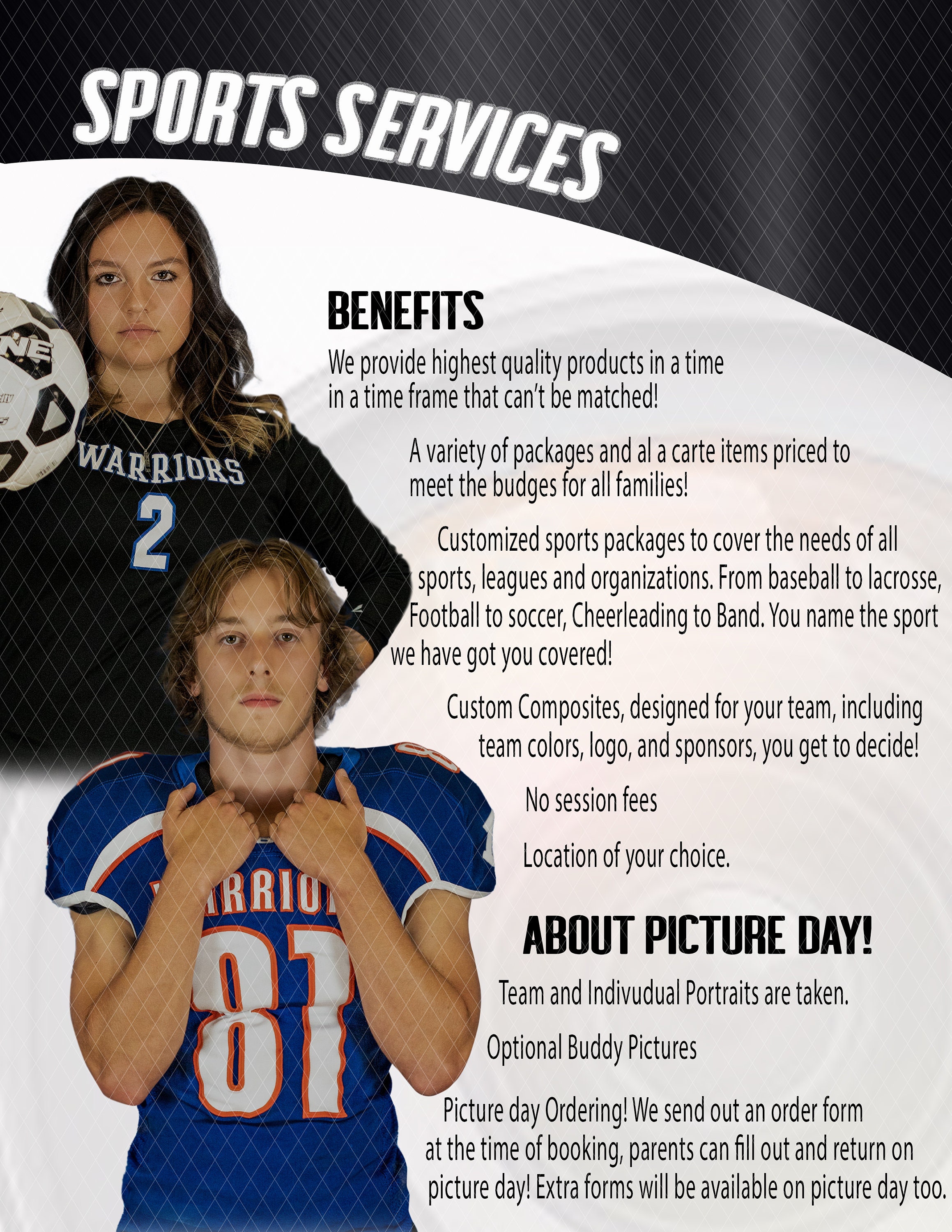 Sports Portrait Photography Guide Template, Order Forms, Photo Samples ...