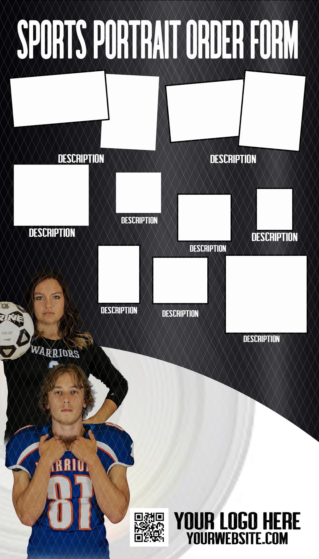 Sports Portrait Photography Guide Template, Order Forms, Photo Samples ...
