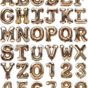 Gold Balloon Letters & Numbers PNG Overlay Set - Transparent Background ...