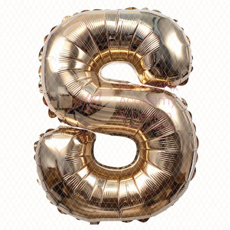 Gold Balloon Letters & Numbers PNG Overlay Set - Transparent Background ...