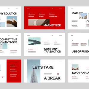 Minimal Red Pitch Deck Keynote - Etsy