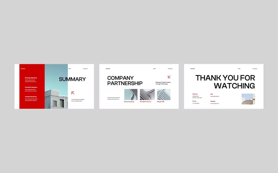 Minimal Red Pitch Deck Keynote - Etsy