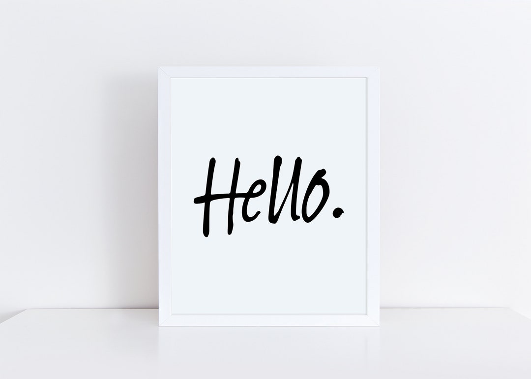 Hello Black and White Print, Typography Printable Art Letters, Art ...