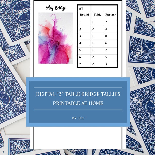Printable 2 Table Bridge Tally - Etsy
