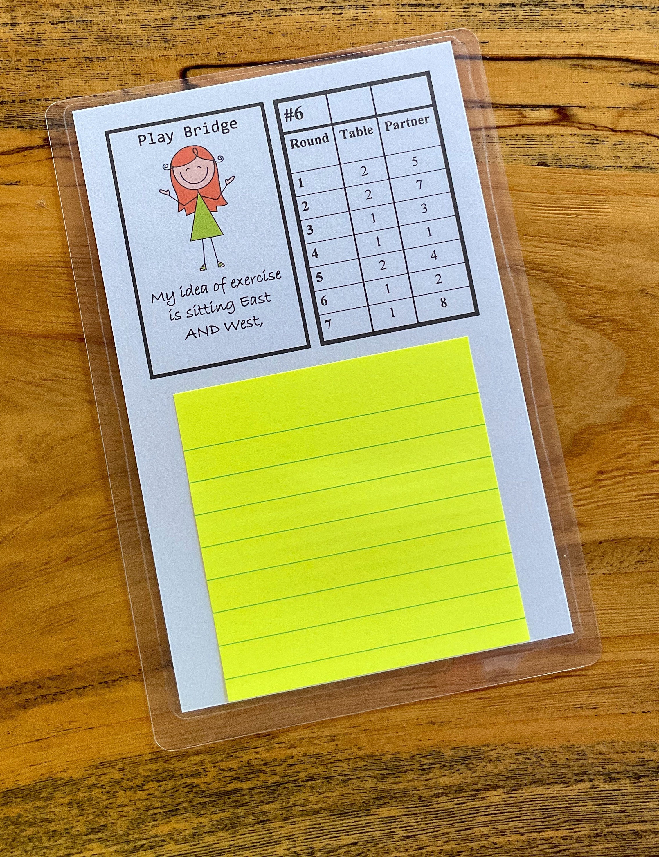 Humorous Stick Chicks, 2 Table Bridge Tallies, Reusable, Great Gift or ...