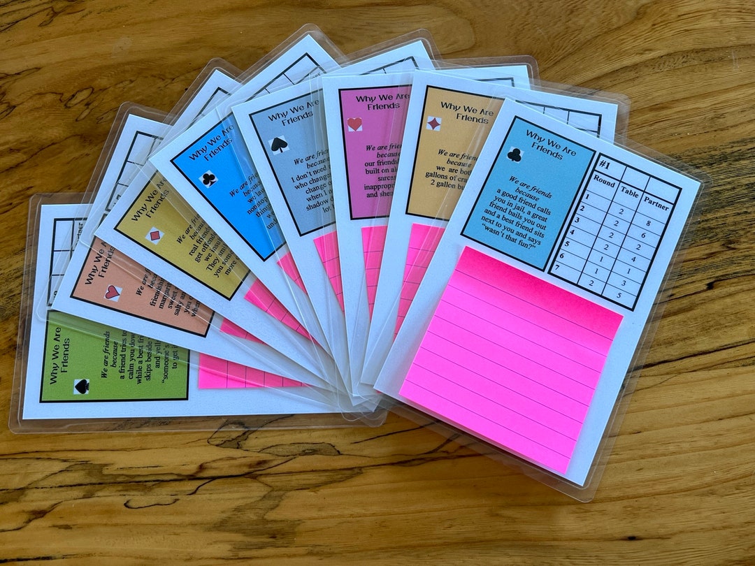 Why We Are Friends, Humor, 2 Table Bridge Tallies, Reusable, Great Gift ...
