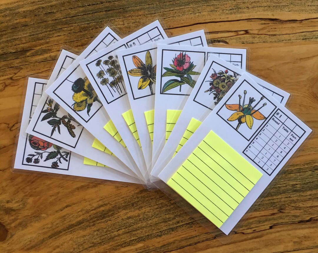 Vintage Floral, 2 Table, Reusable Bridge Tallies, 8 Player, Great Gift ...