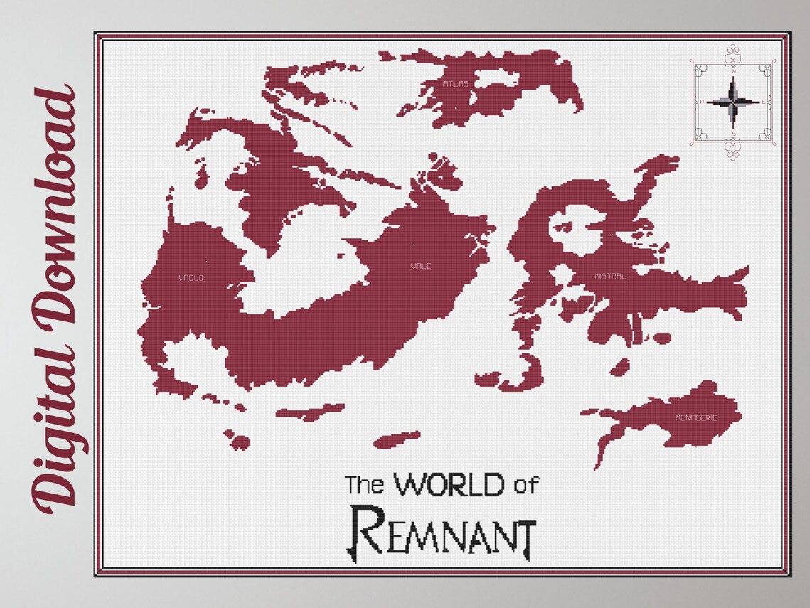 RWBY Inspired Map of Remnant Large Cross Stitch PDF Pattern - Etsy Canada
