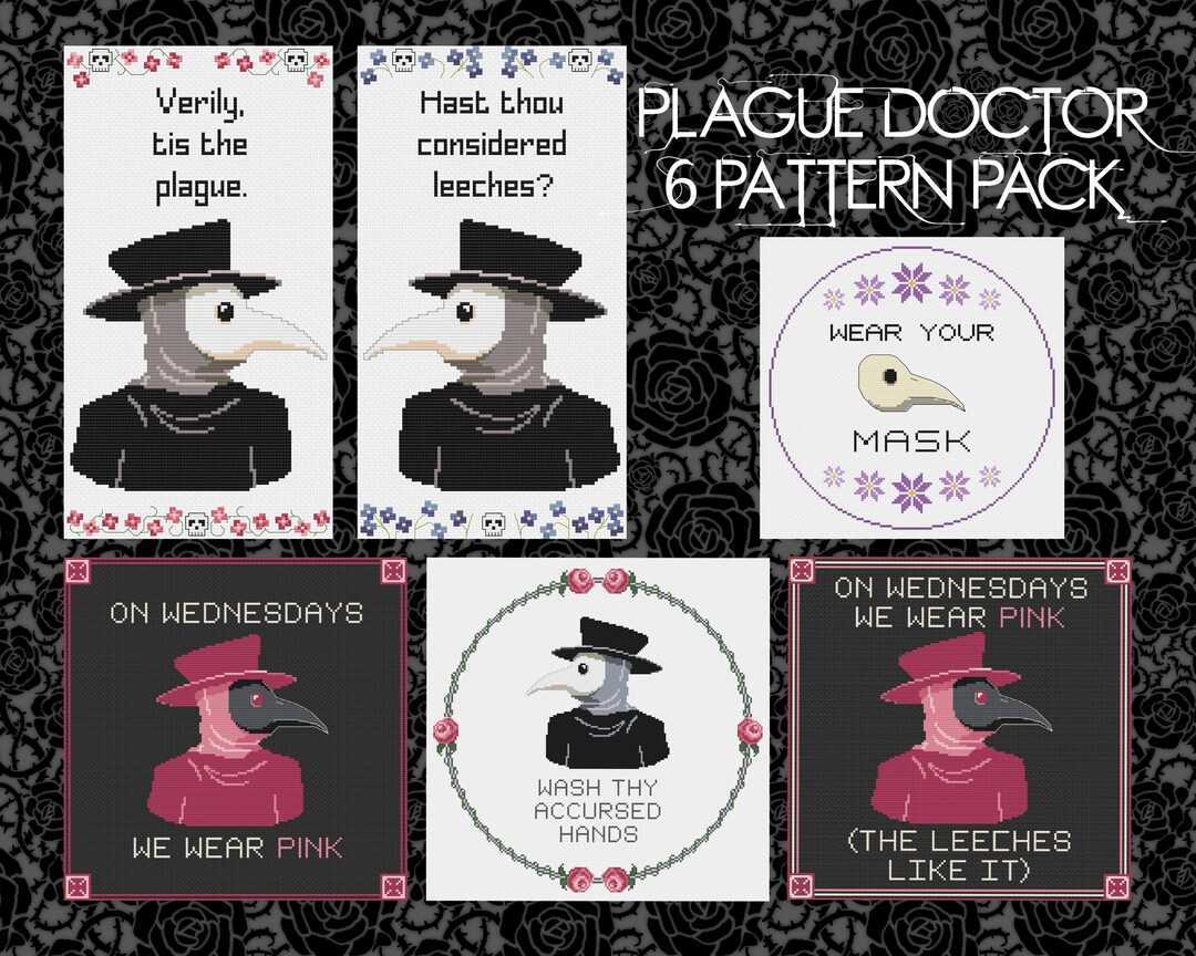 6 Plague Doctor Cross Stitch Patterns Bundle Pack | 6 PDF Patterns ...