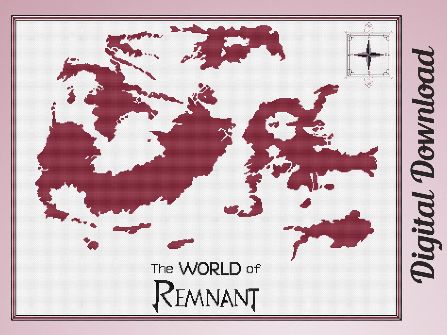 RWBY Inspired Map of Remnant Large Cross Stitch PDF Pattern | Etsy