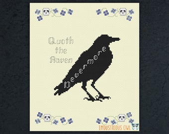 Raven Cross Stitch Pattern - Etsy