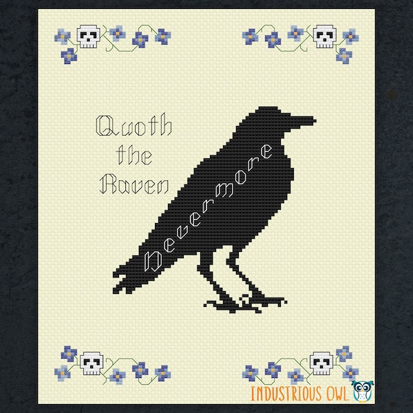 Raven Cross Stitch - Etsy