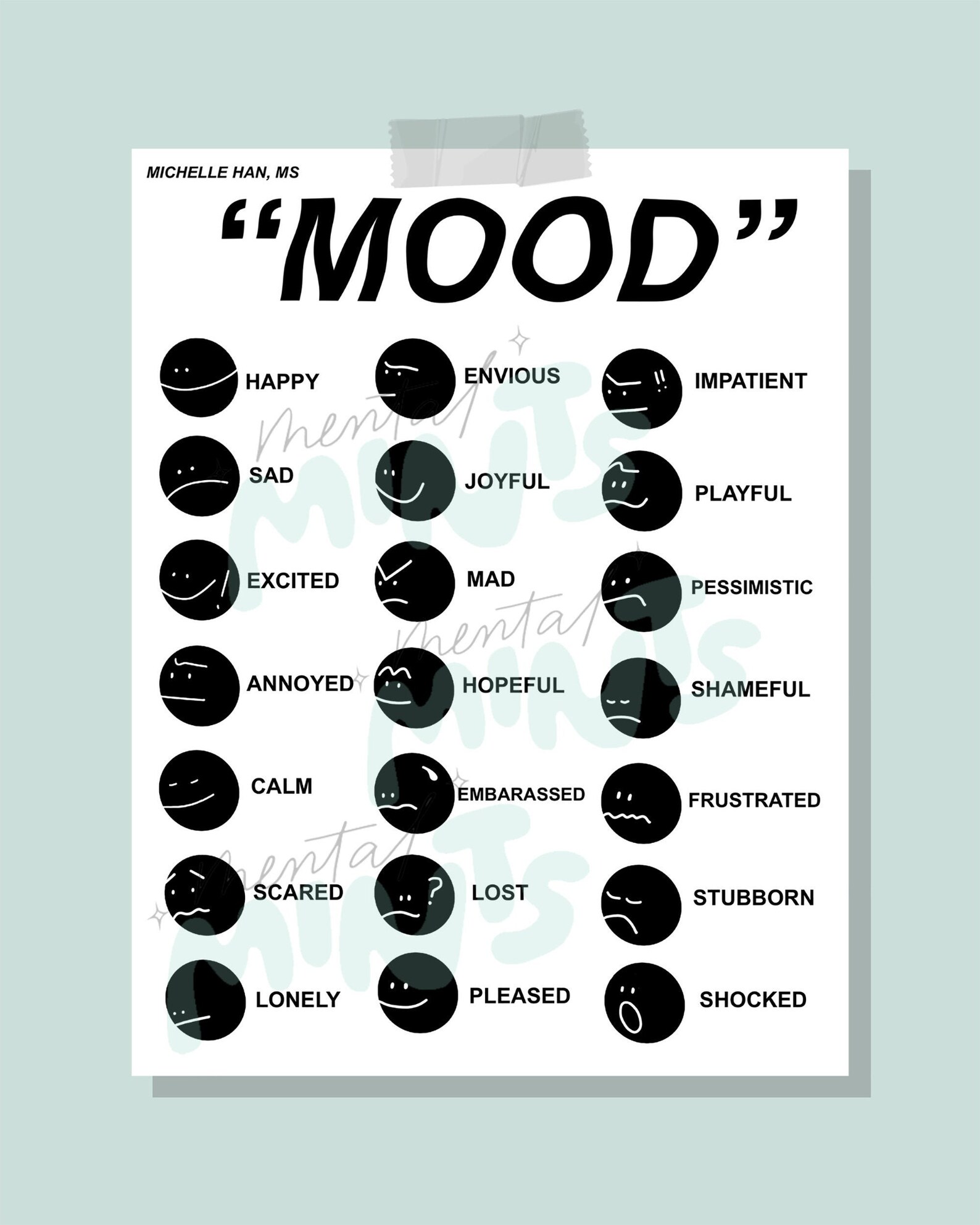 Minimal Mood Chart Printable Feelings Chart Mood Chart Mental Health ...