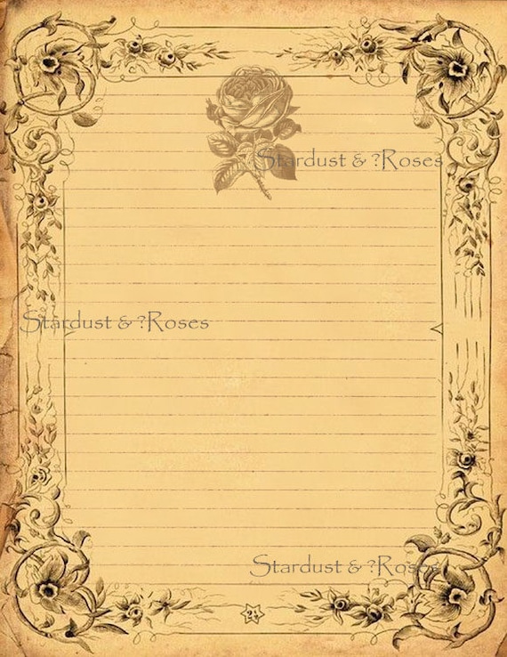 Printable Antique Journal Paper Download Original Lined Etsy