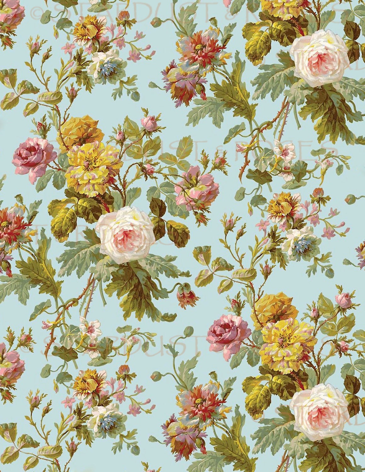 Decorative Paper antique wallpaper designs Printable vintage floral ...
