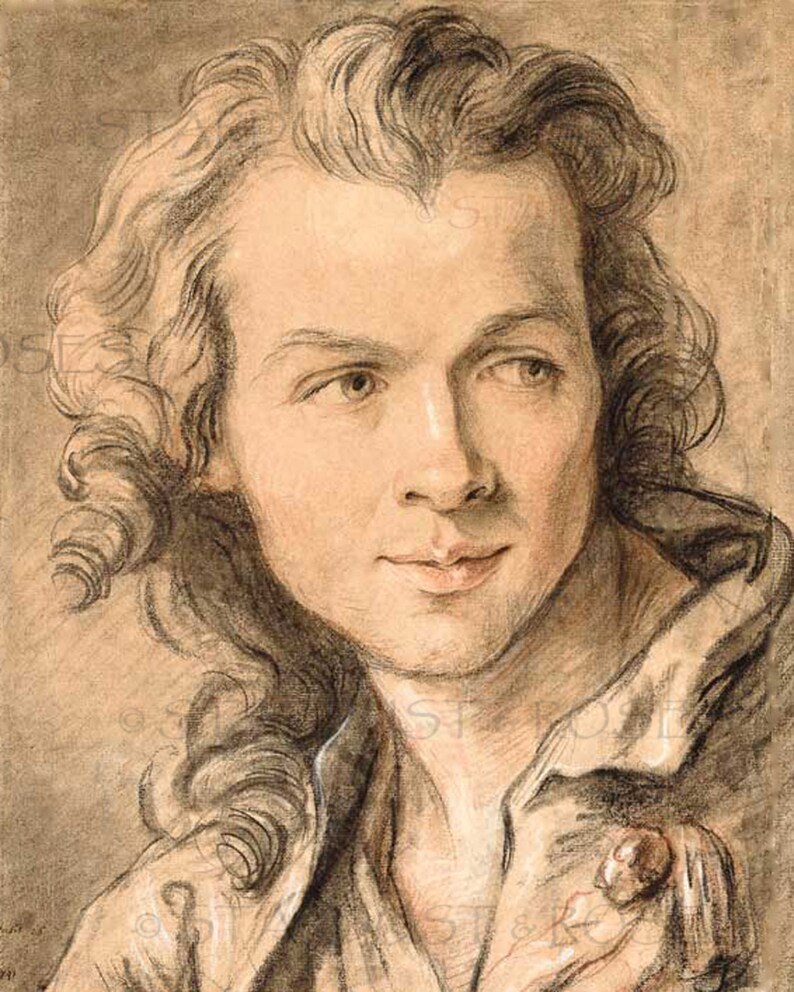 Handsome Man DOWNLOAD Antique Art Drawing 1700s Dandy | Etsy