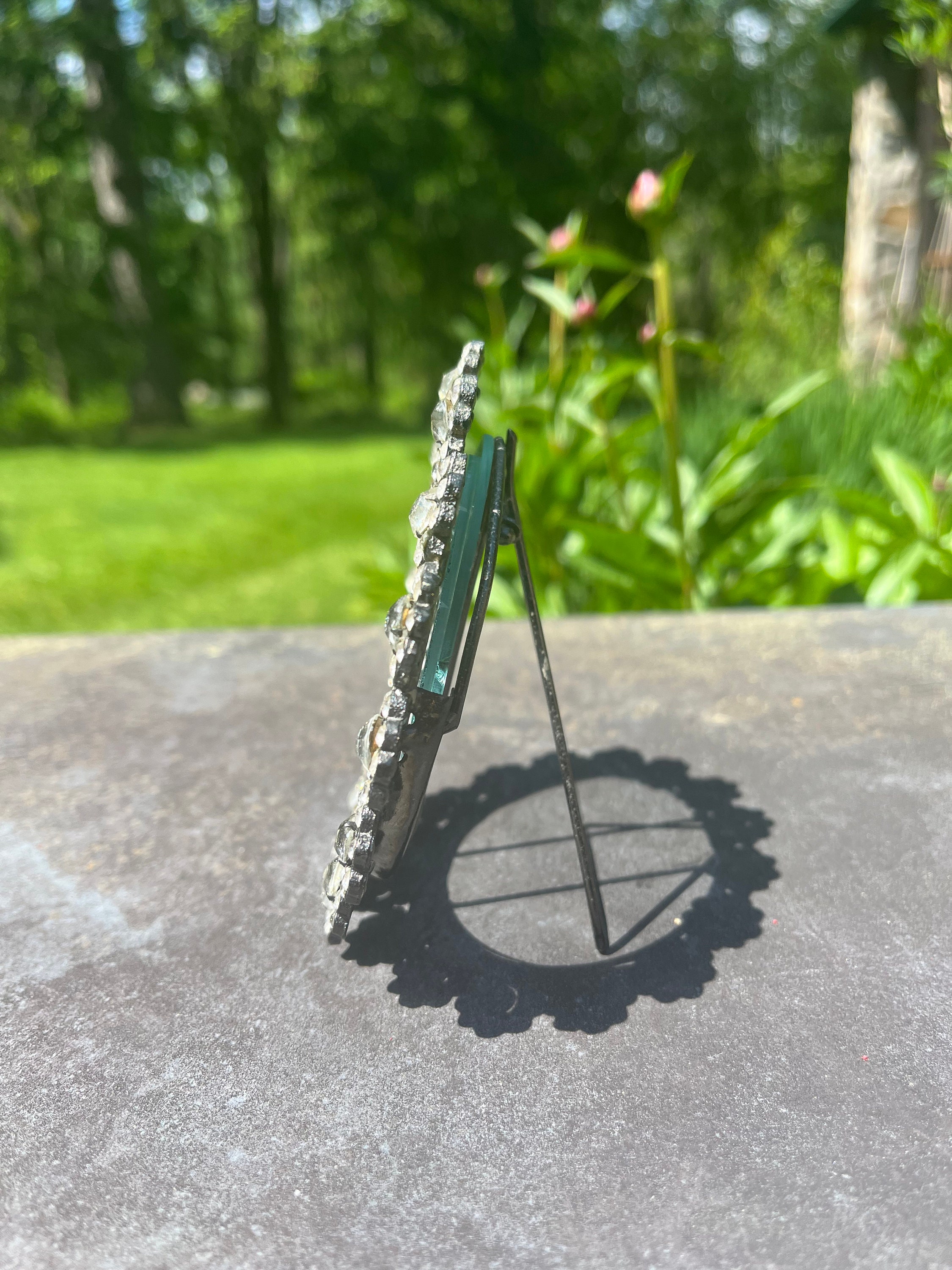 Vintage Circular Picture Frame With Crystals - Etsy