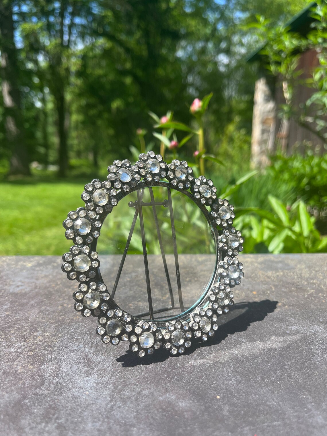 Vintage Circular Picture Frame With Crystals - Etsy