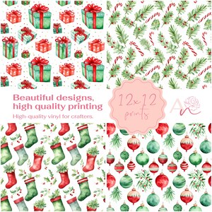 Christmas Vinyl Sheets: Watercolor Holiday Patterns (HTV and Adhesive ...