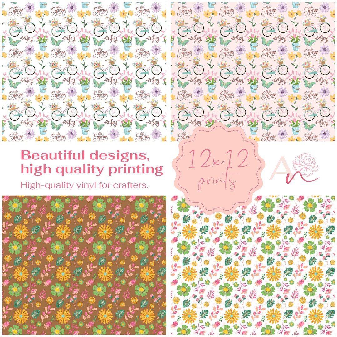 Patterned Vinyl Sheets: Spring Designs - Adhesive or Heat Transfer - Etsy
